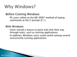 Presentation Introduction to Windows | PPTX