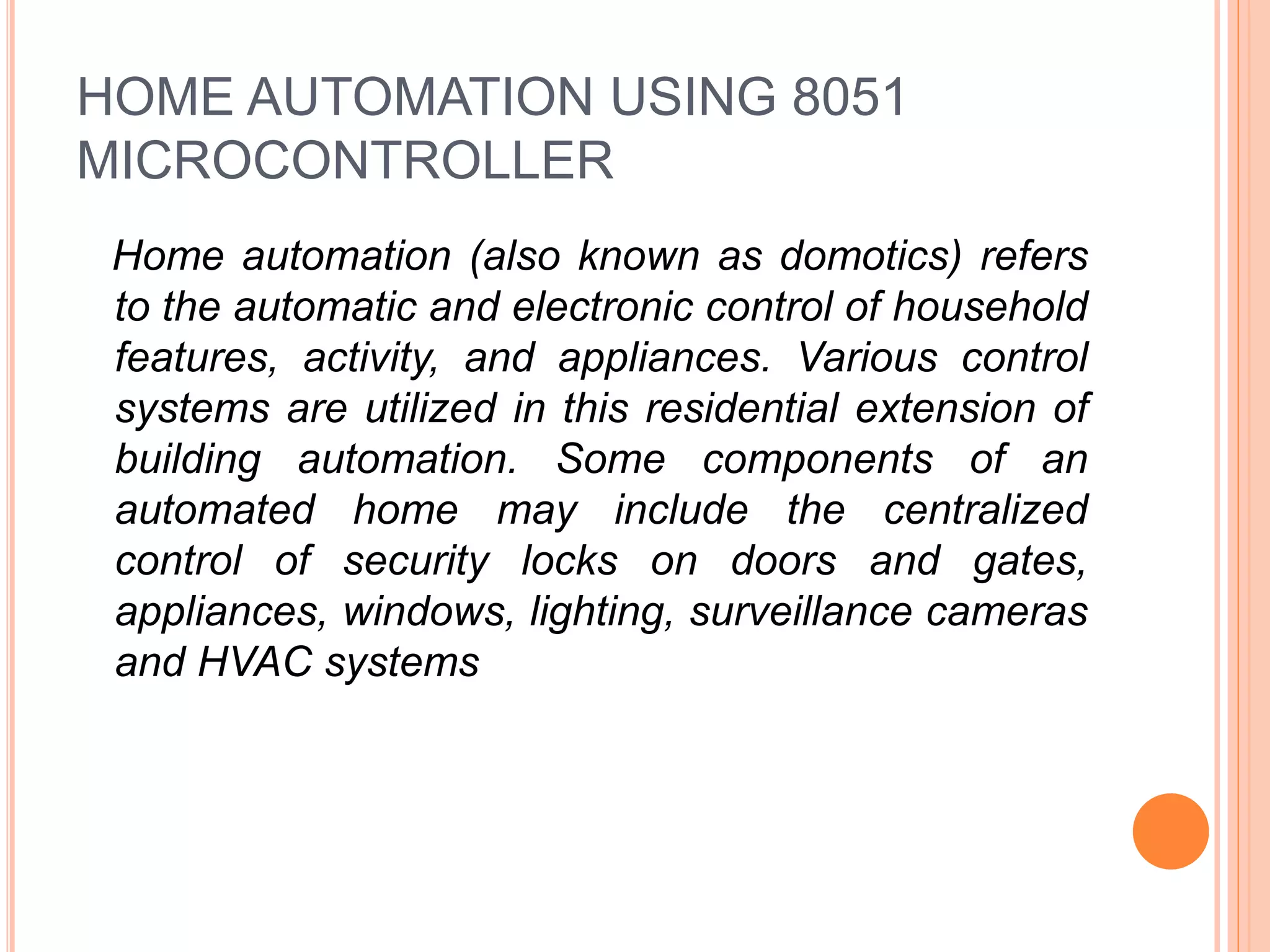 Presentation on home automation system | PPT Presentation on home automation system | PPT