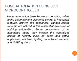 Presentation on home automation system | PPT