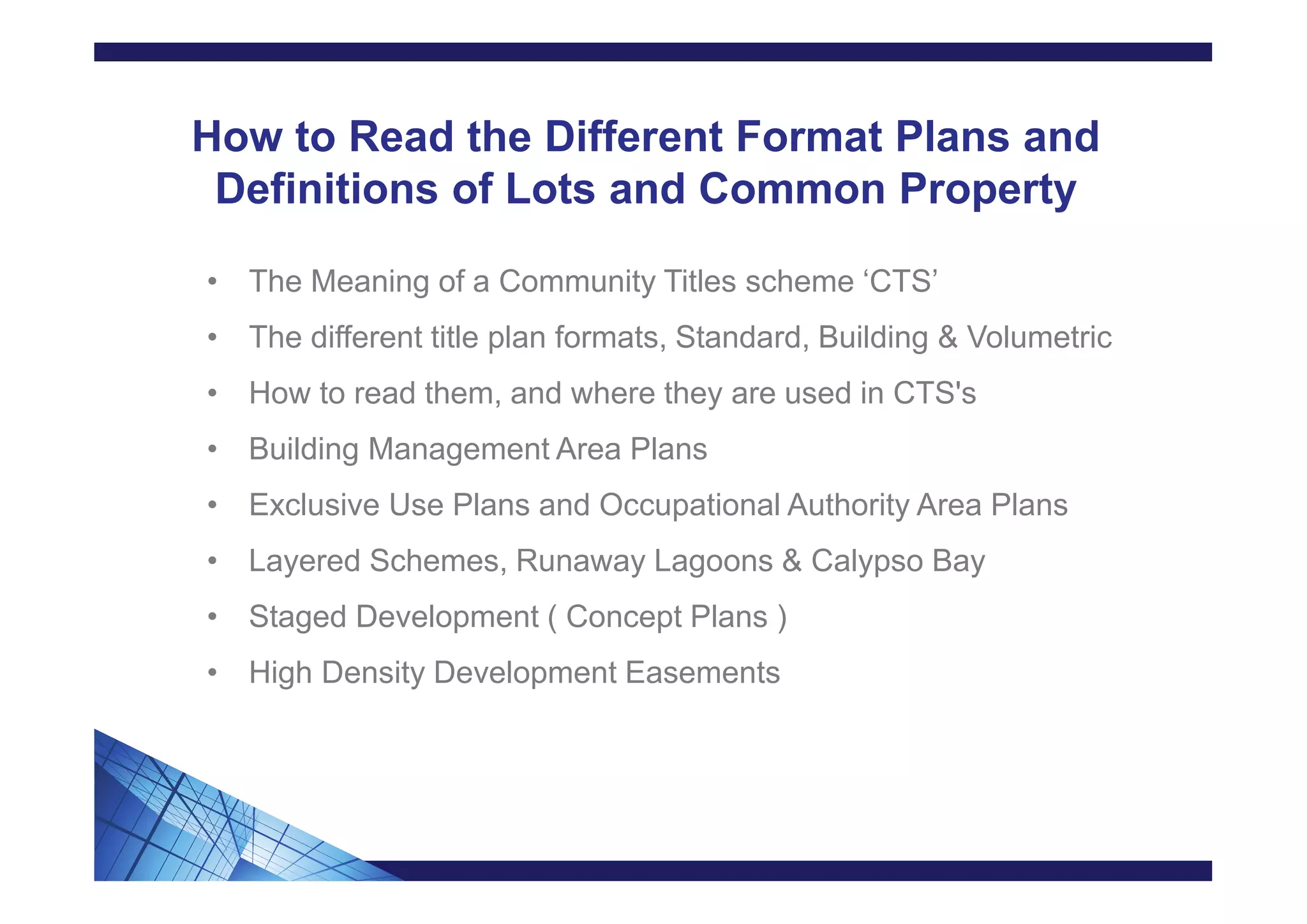 How to read plan formats and definitions of lots and common property | PDF