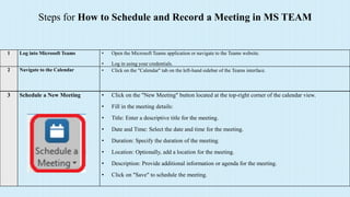 Presentation_How to Schedule and Record a Meeting in MS TEAM.pptx