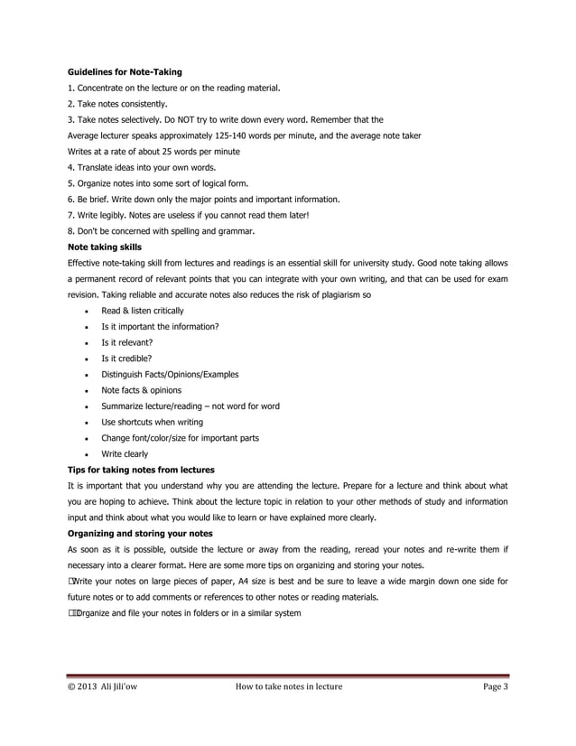 Presentation how to take a note | PDF