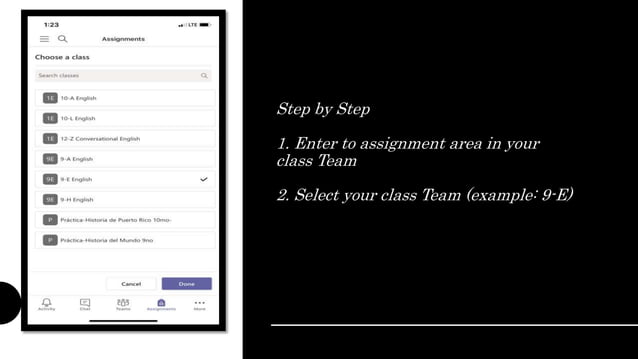 Presentation how to turn in assignments in Teams | PPTX