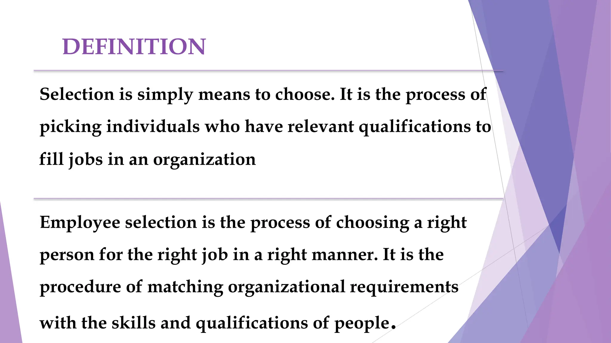 A presentation on Employee Selection process | PPTX