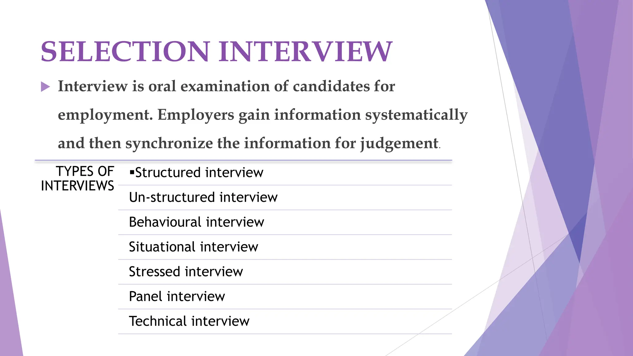 A presentation on Employee Selection process | PPTX