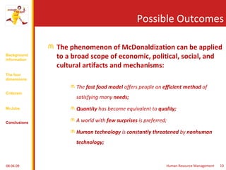 McDonalidization | PPT | Free Download