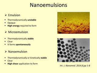 Nanoemulsions | PPTX | Chemistry | Science