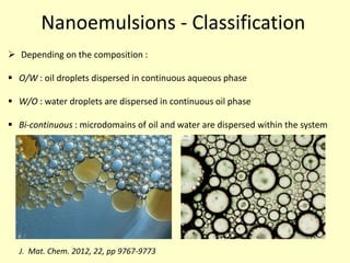 Nanoemulsions | PPTX | Chemistry | Science