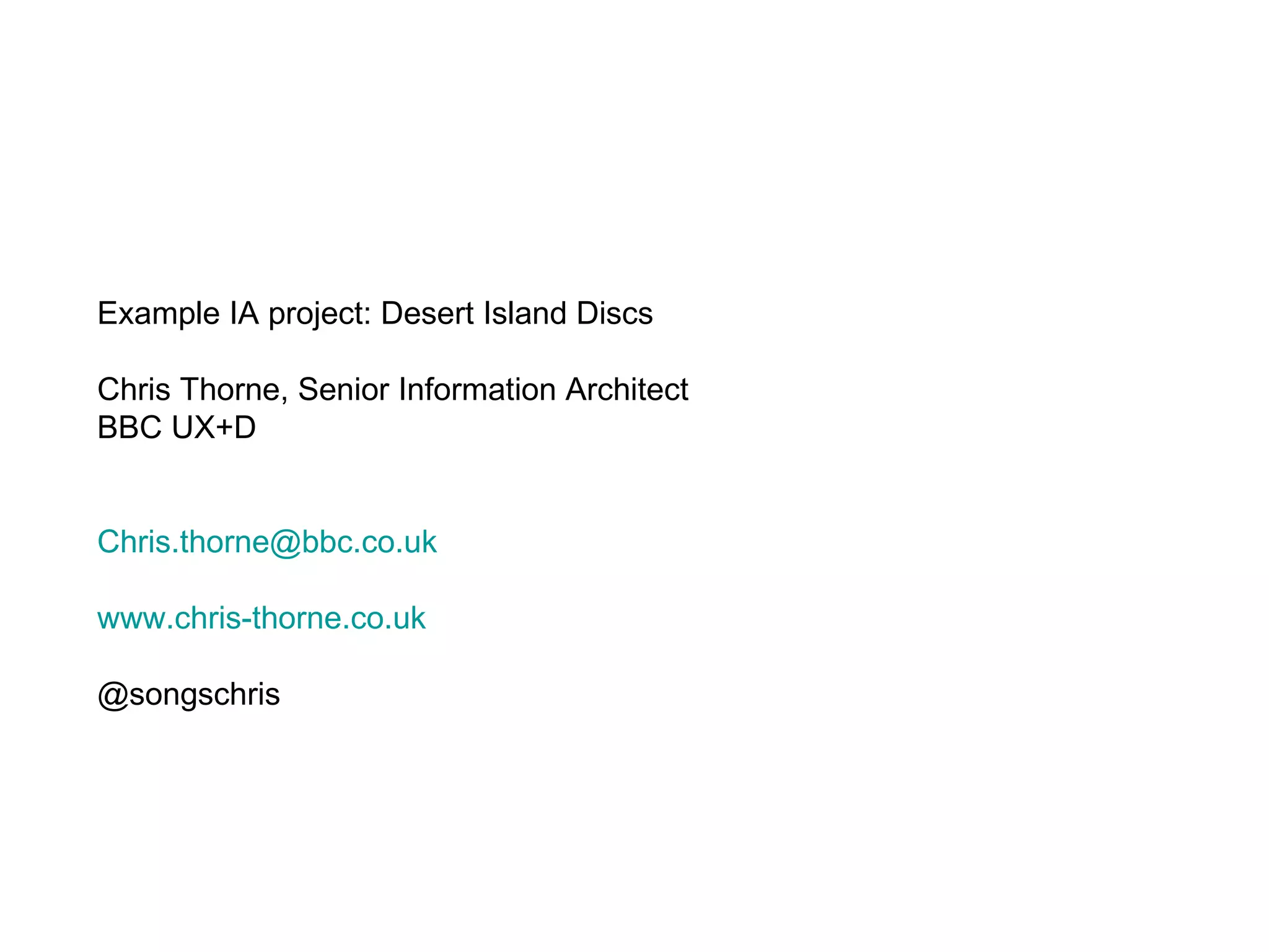 Desert Island Discs Information Architecture | PPT
