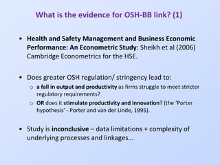 Enterprise Performance and ‘Decent Work’: the case of Occupational ...
