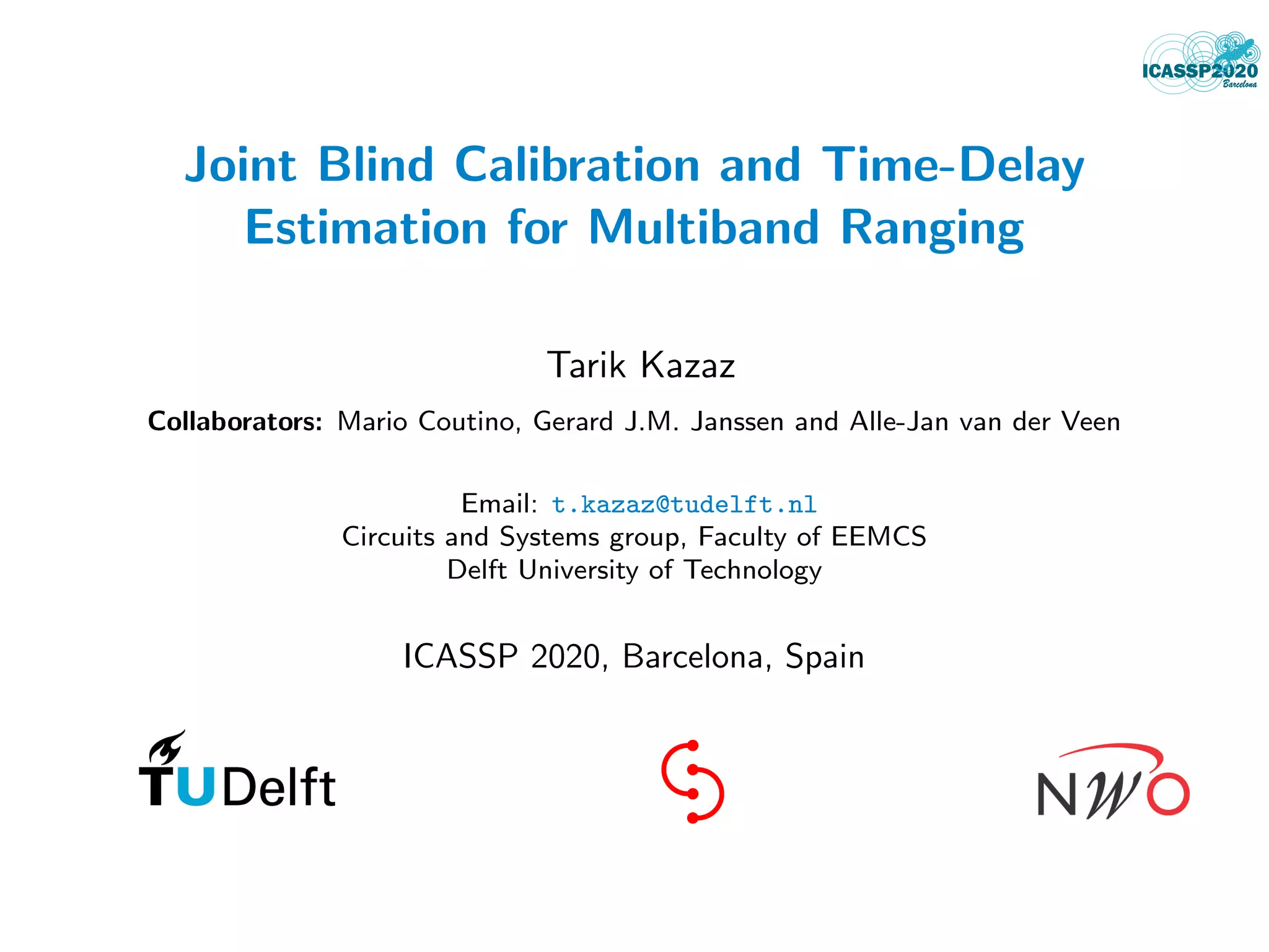 Joint blind calibration and time-delay estimation for multiband ranging | PPT