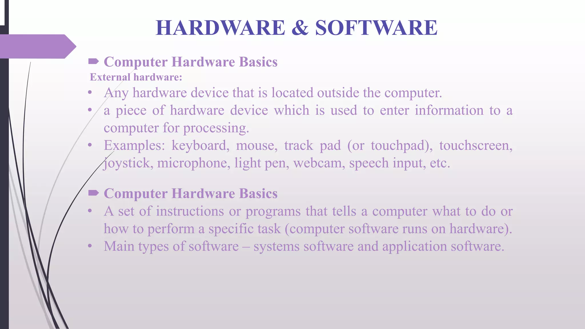 Hardware and Software.pptx | Operating Systems | Computer Software and Applications