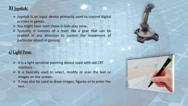 Presentation ICT 11.pptx. A detailed note on Input and Output devices by using examples and ...