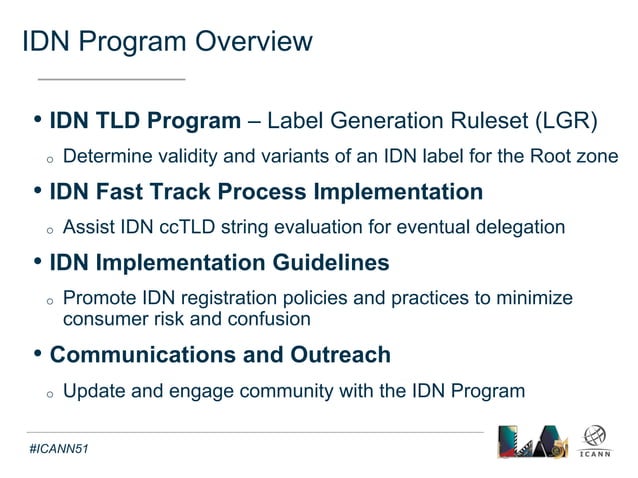 ICANN 51: IDN Program Update | PPT