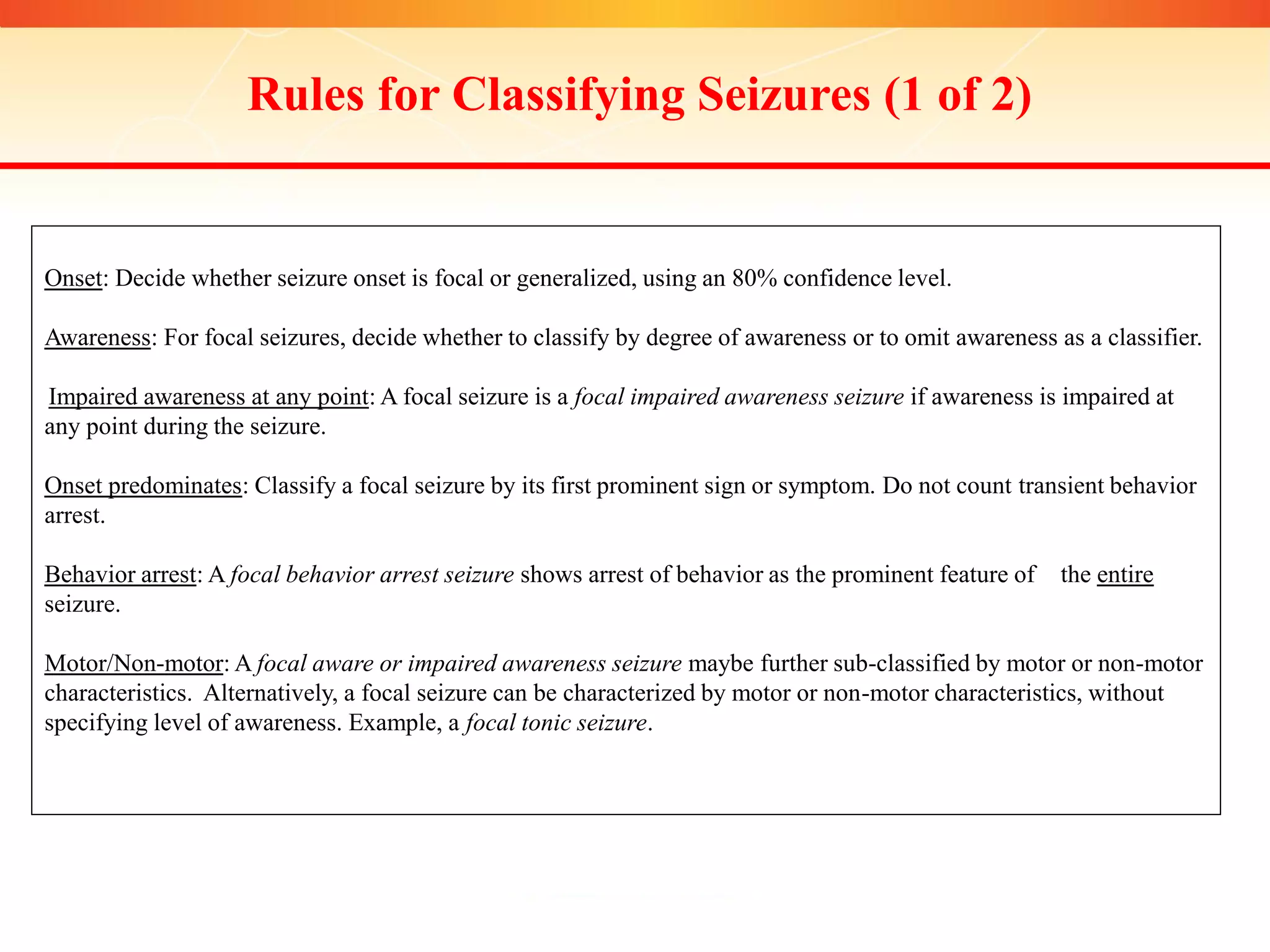 Presentation illustrating the 2017 classification of seizure types(1 ...