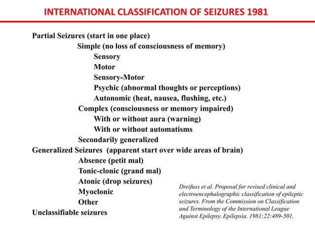 Presentation illustrating the 2017 classification of seizure types(1) | PPT