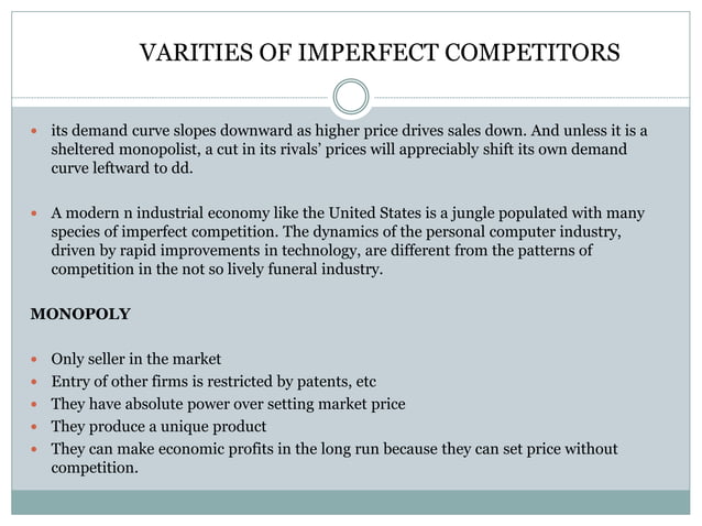 Presentation imperfect competition | PPTX | Sales | Business