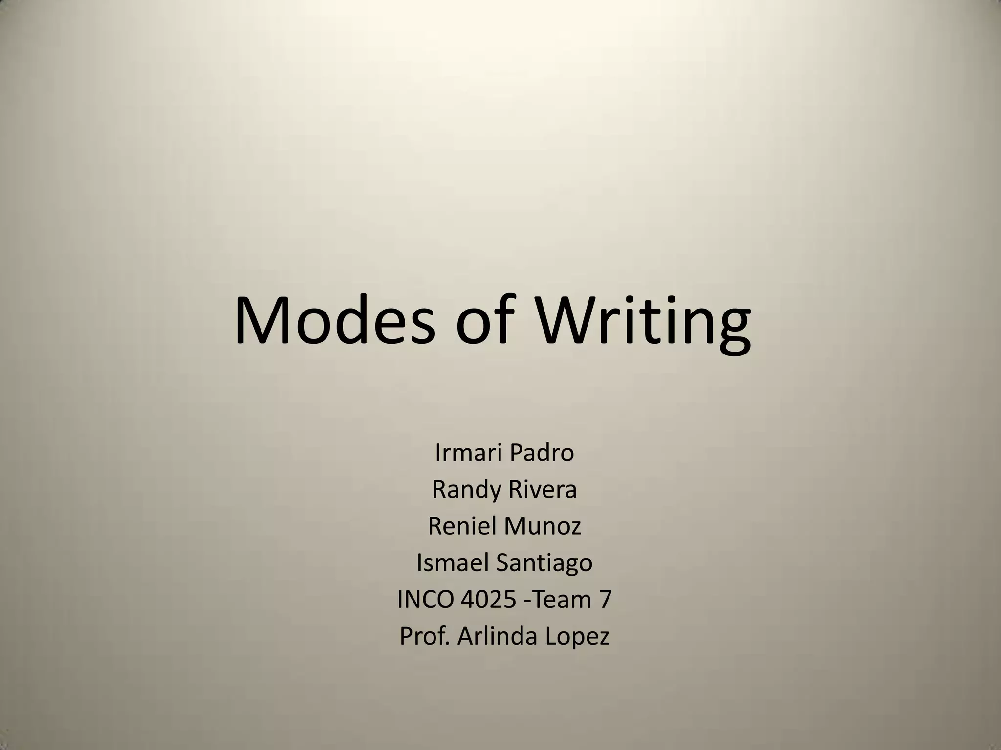 Presentation Modes of Writing | PPT