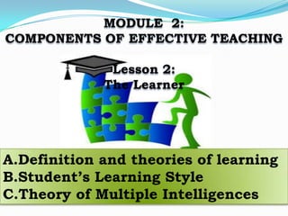 Learner: Definition and theories of learning, Student’s Learning Style ...