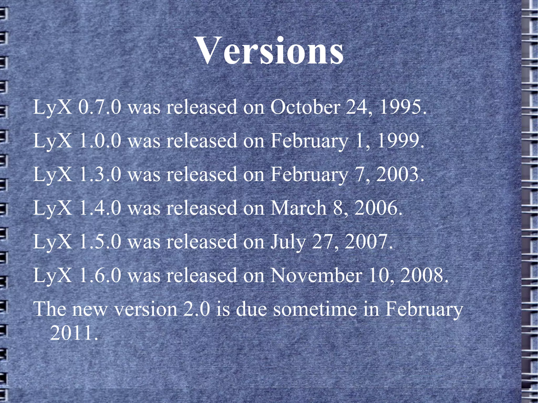 Presentation in lyx document processor | PPT