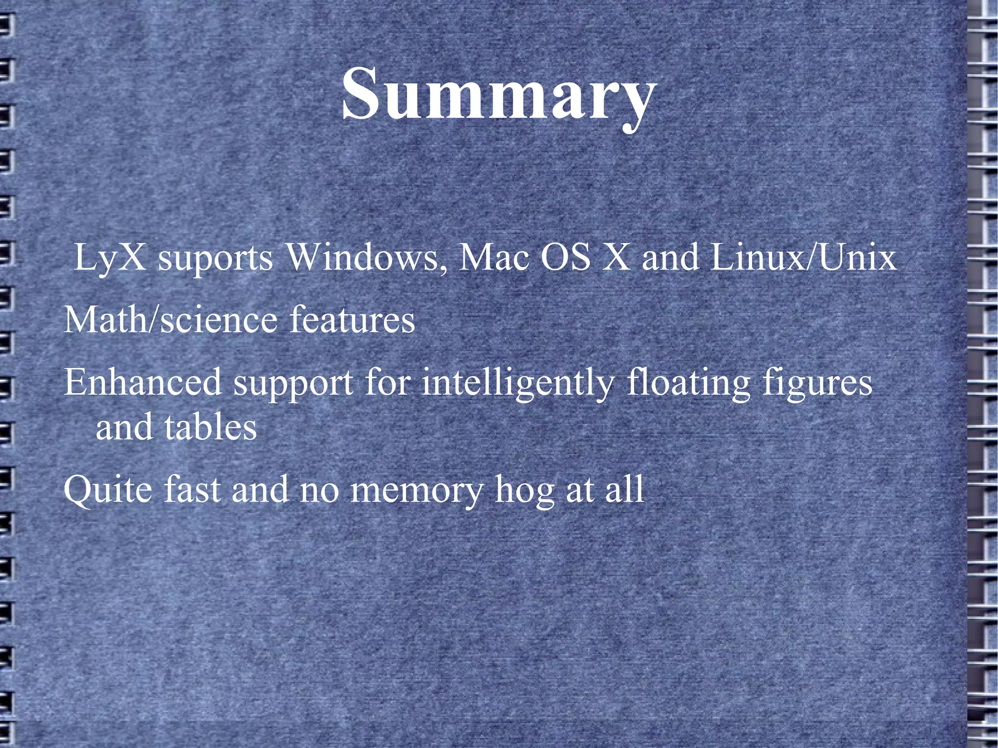 Presentation in lyx document processor | PPT