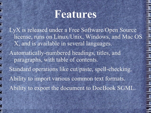 Presentation in lyx document processor | ODP