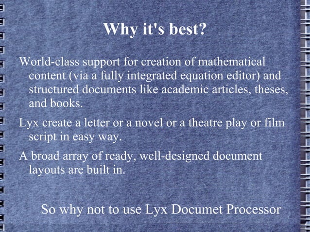 Presentation in lyx document processor | ODP