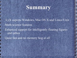Presentation in lyx document processor | ODP