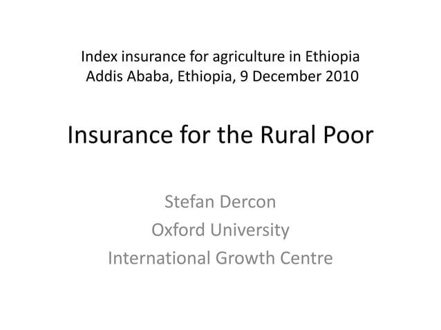 Insurance for the rural poor | PPT