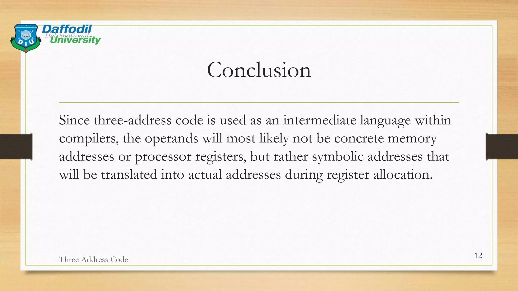 Presentation(intermediate code generation) | PPTX