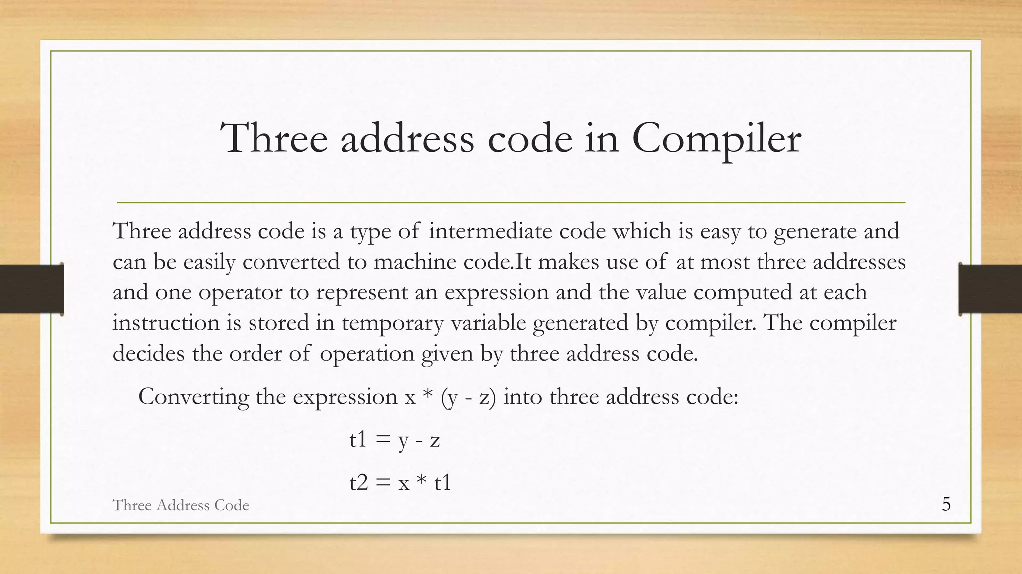 Presentation(intermediate code generation) | PPT Presentation(intermediate code generation) | PPT