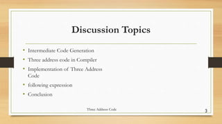 Presentation(intermediate code generation) | PPTX | Programming Languages | Computing