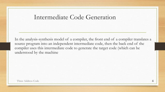 Presentation(intermediate code generation) | PPT Presentation(intermediate code generation) | PPT