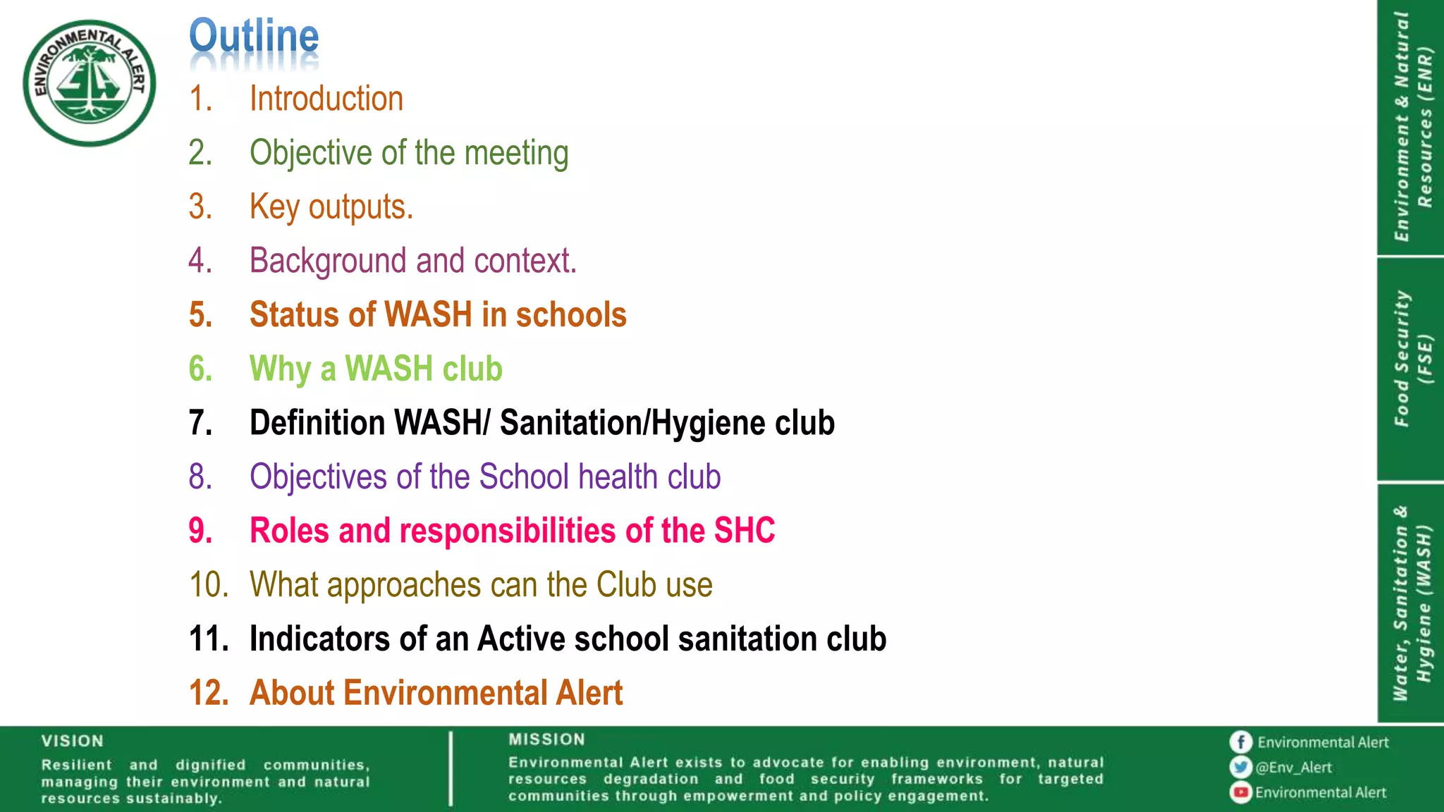 School water, sanitation & hygiene (wash) clubs; indicators of an ...