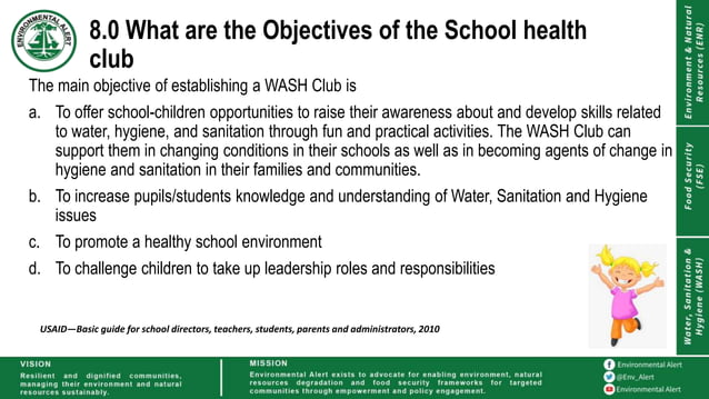 SCHOOL WATER, SANITATION & HYGIENE (WASH) CLUBS; INDICATORS OF AN ...