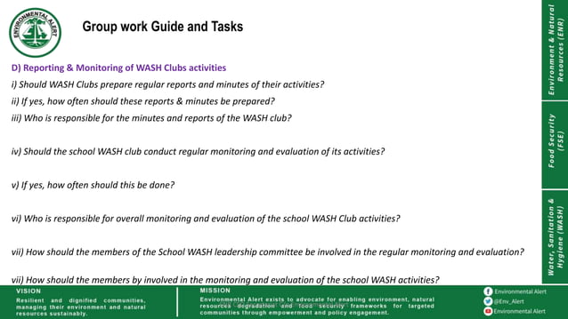 SCHOOL WATER, SANITATION & HYGIENE (WASH) CLUBS; INDICATORS OF AN ...