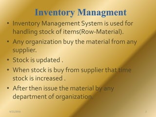 Presentation Inventory Managment System | PPT