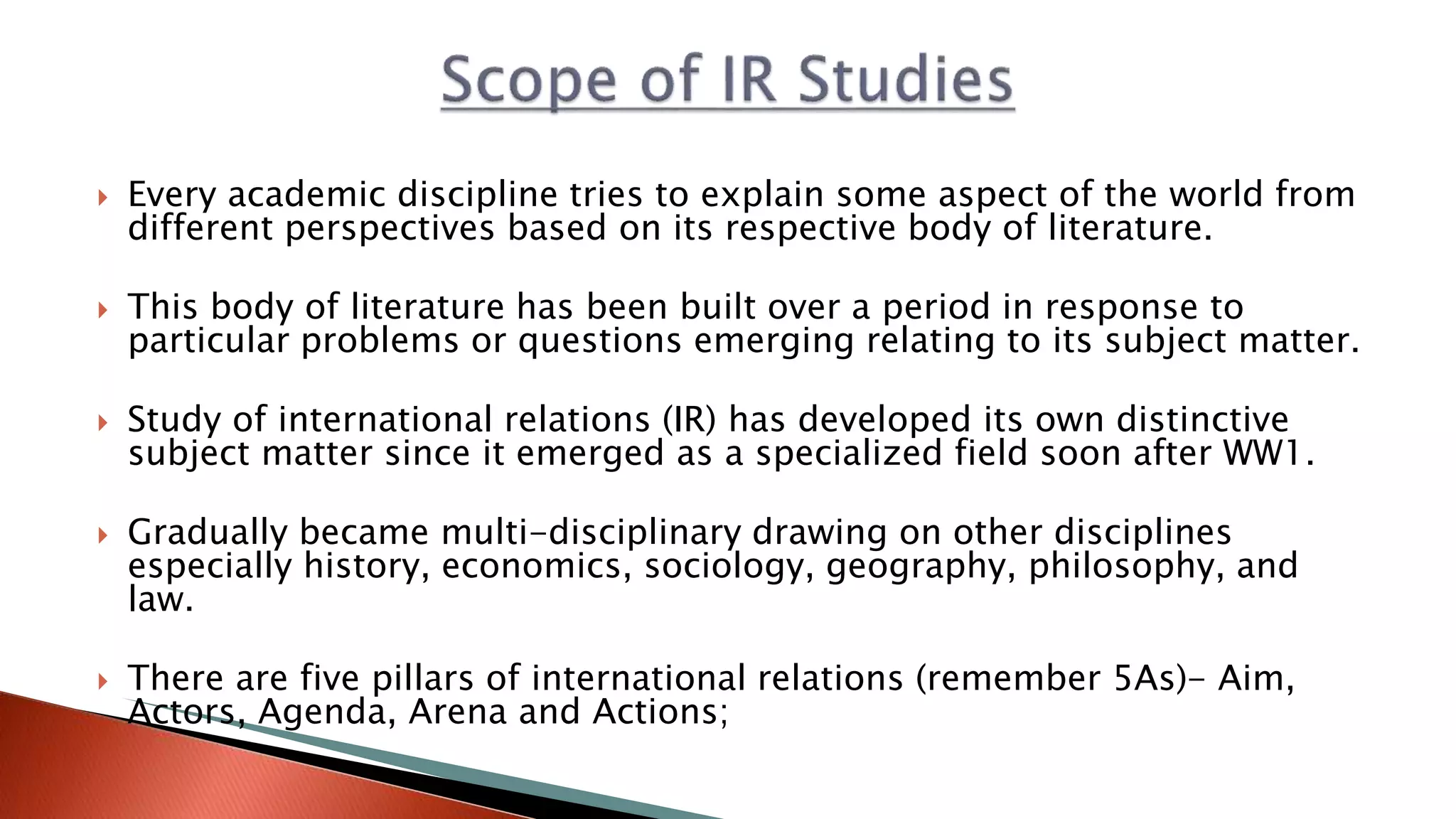 International Relations: Definition, History & Scope | PPTX