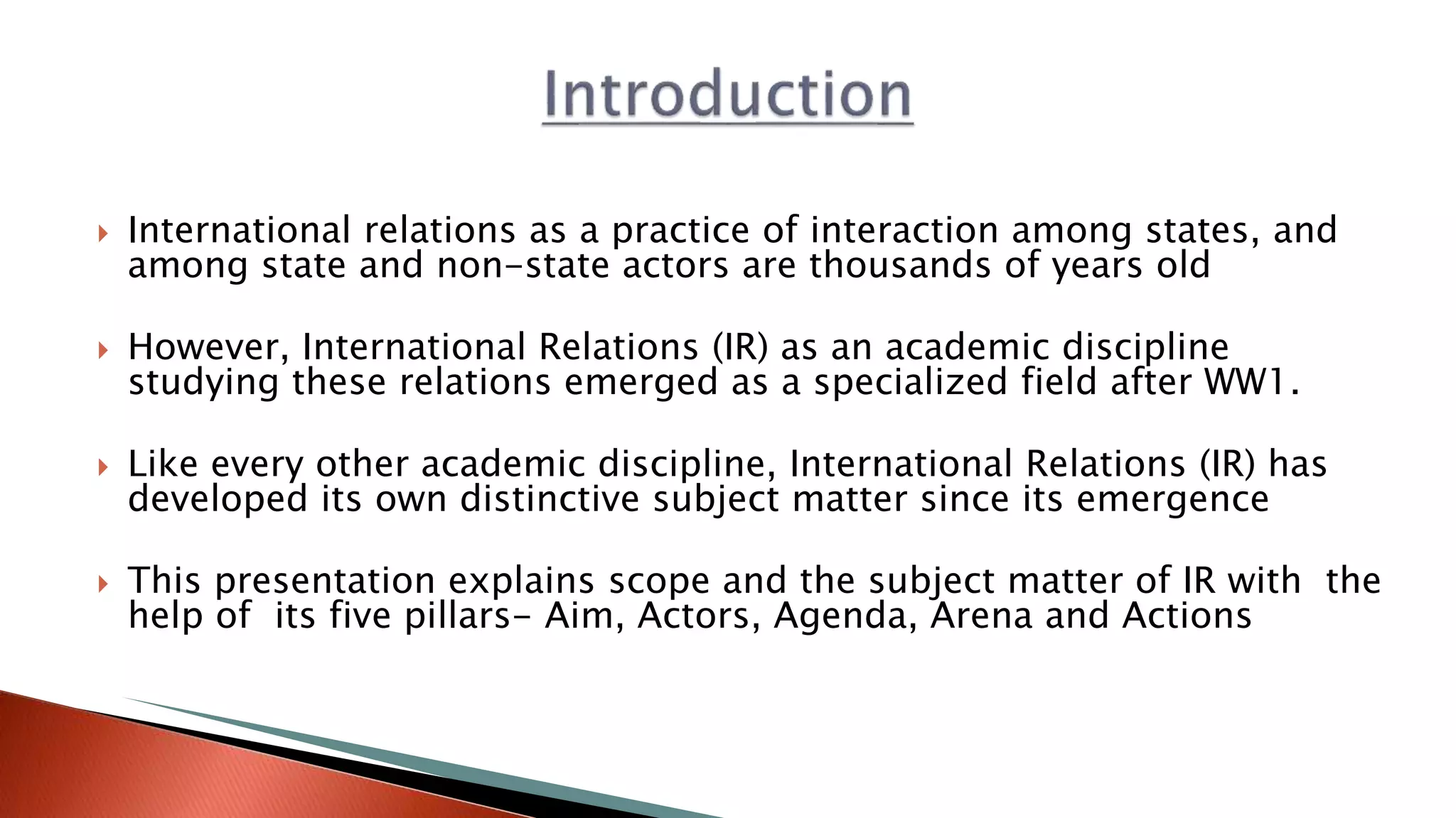 International Relations: Definition, History & Scope | PPTX