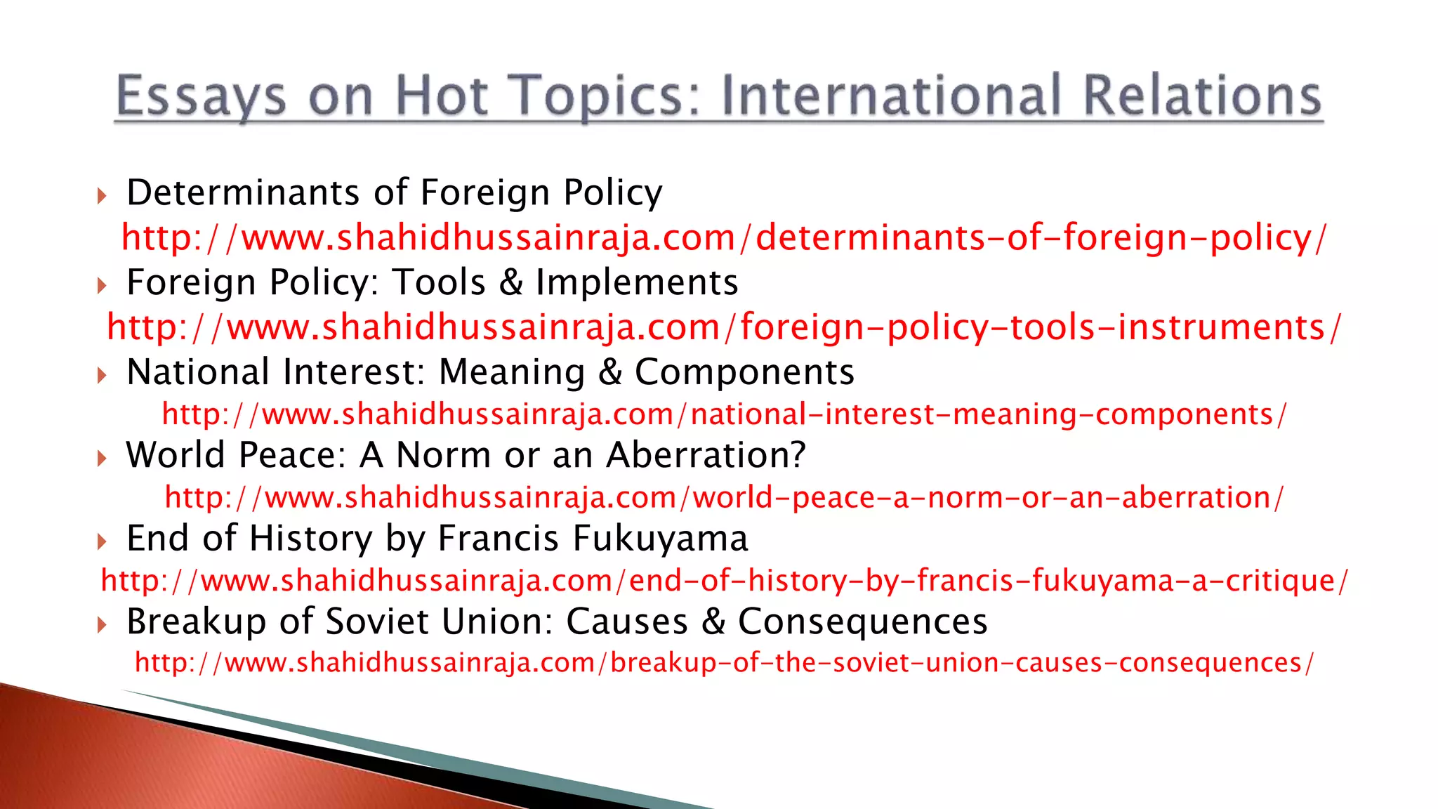 International Relations: Definition, History & Scope | PPTX