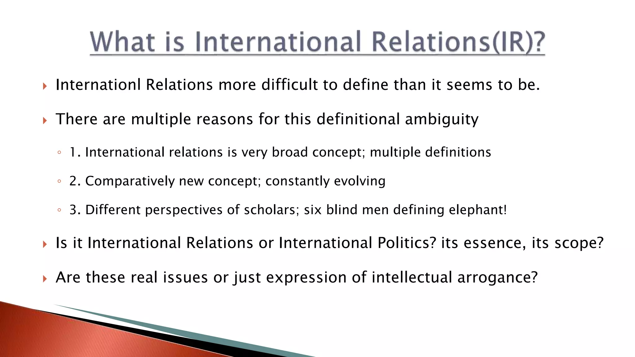 International Relations: Definition, History & Scope | PPTX