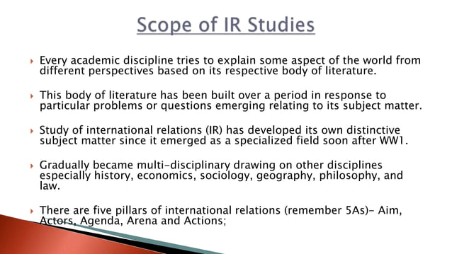 International Relations: Definition, History & Scope | PPTX | Non ...