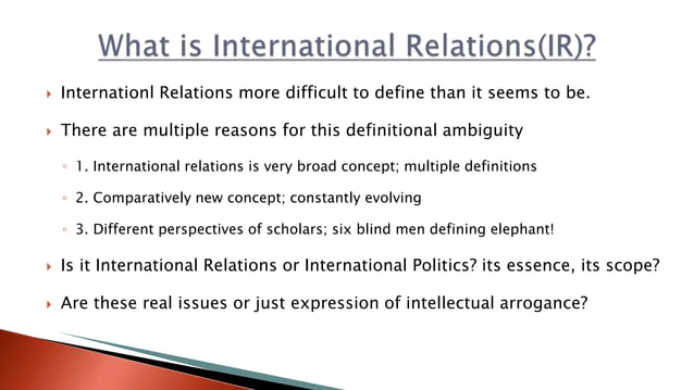 International Relations: Definition, History & Scope | PPTX | Non ...