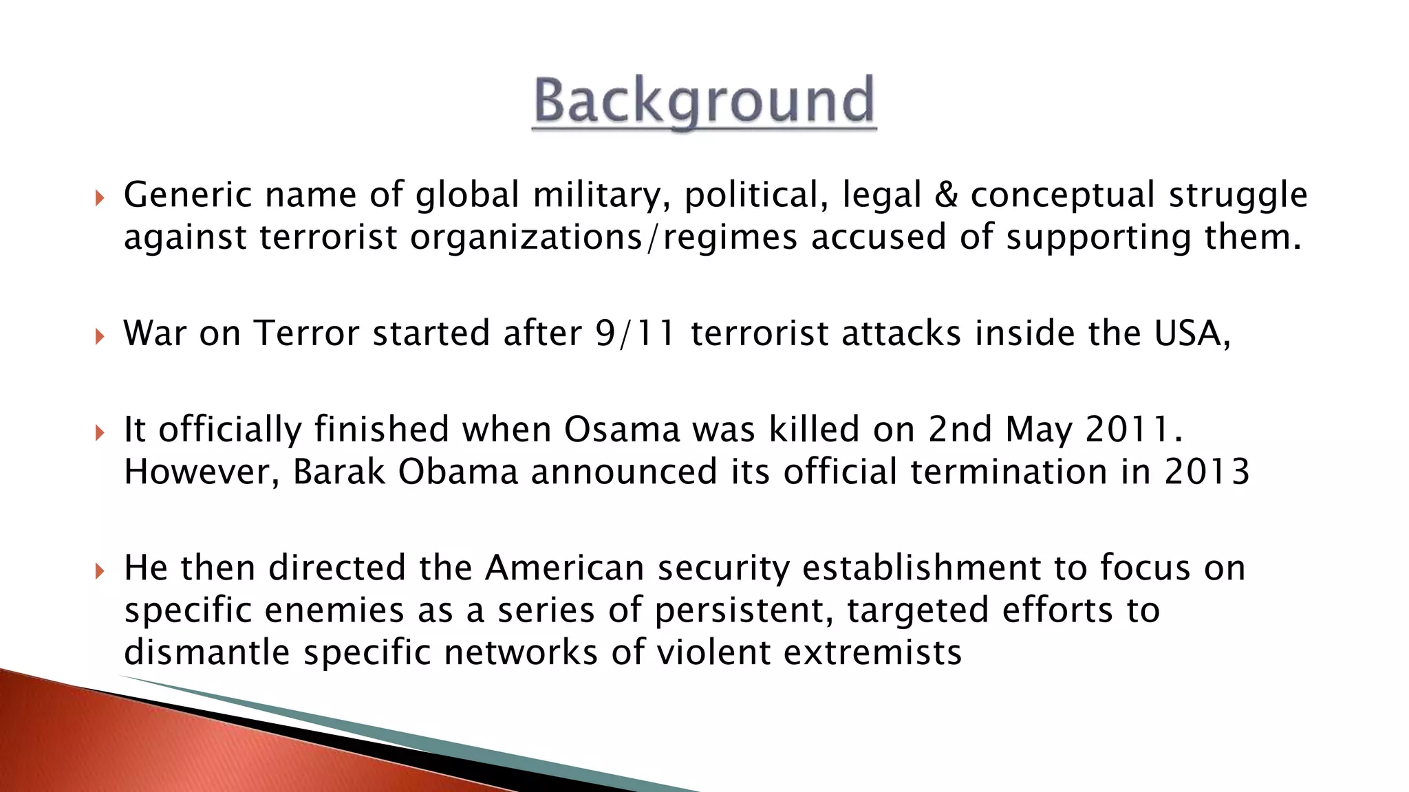 America's War on Terror: Causes & Consequences | PPTX | Terrorism | Sensitive Topics