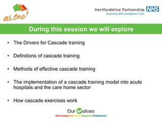 Training Initiative of Developing a Cascade Model of Training in Person ...
