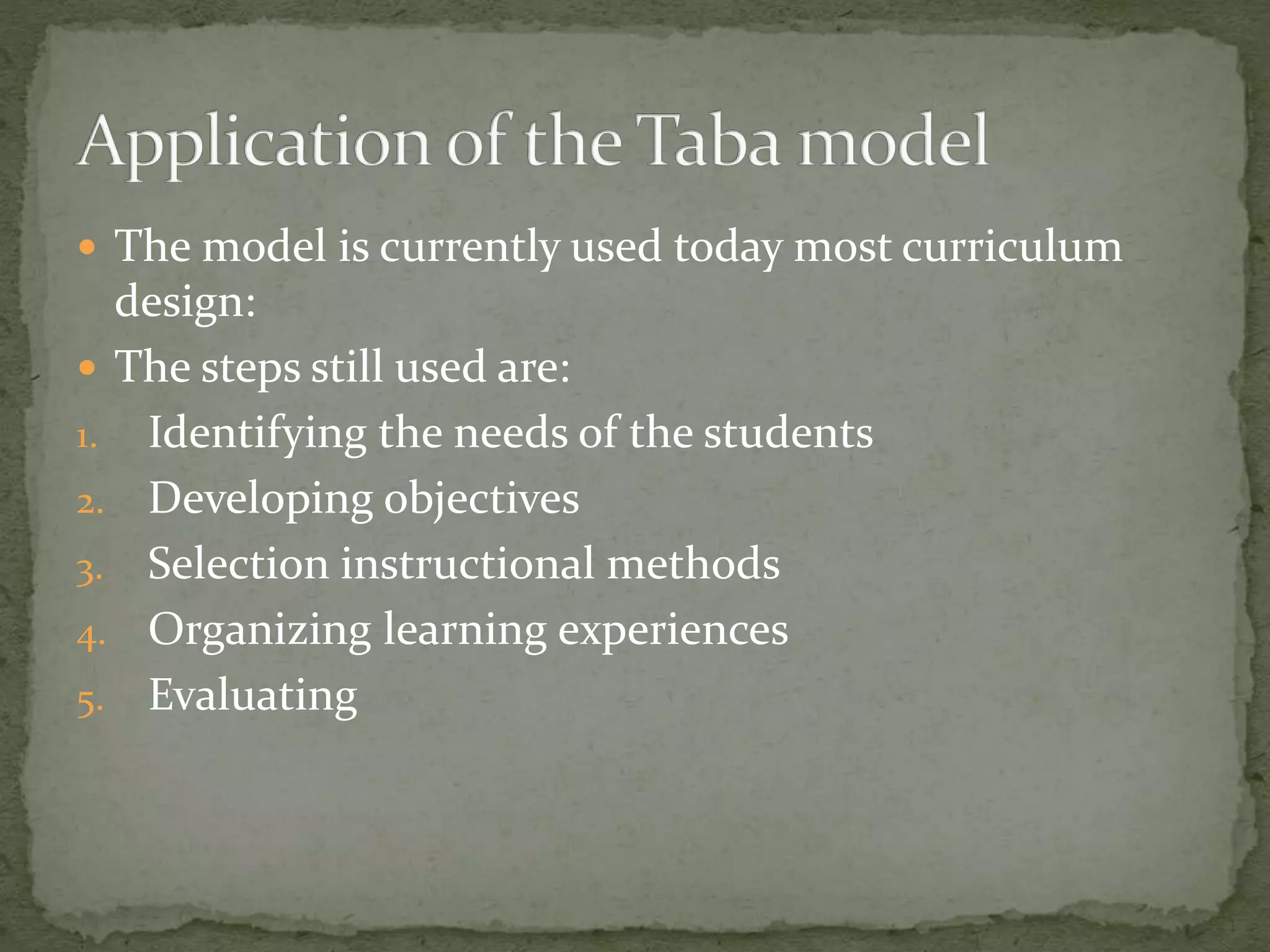Taba model of curriculum | PPTX
