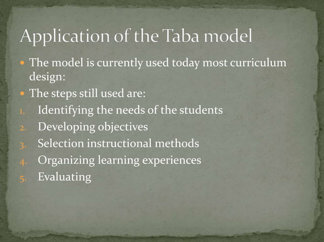 Taba model of curriculum