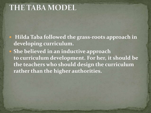 Taba model of curriculum