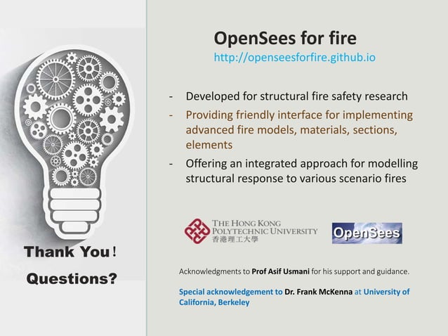 Modelling structures in fire using OpenSees - An integrated approach | PPT