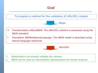 From UML/OCL to natural language (using SBVR as pivot) | PPT